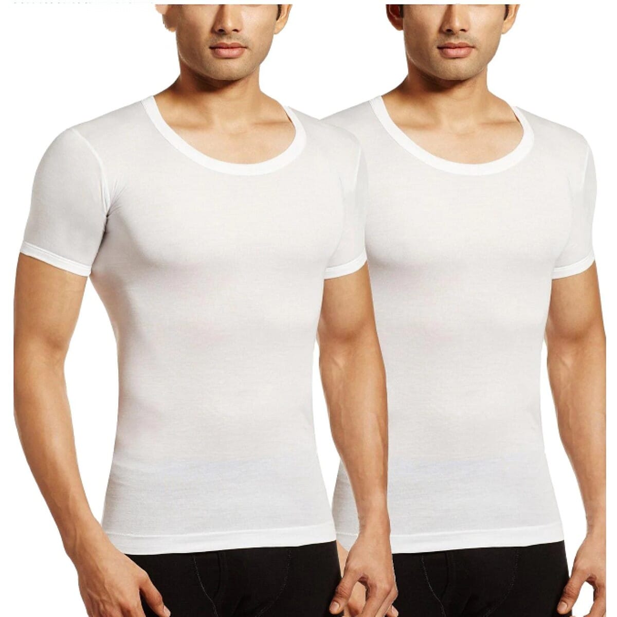 Pack Of 2 Amul Comfy RNS White Half Sleeve Vest For Men By Arushi ...