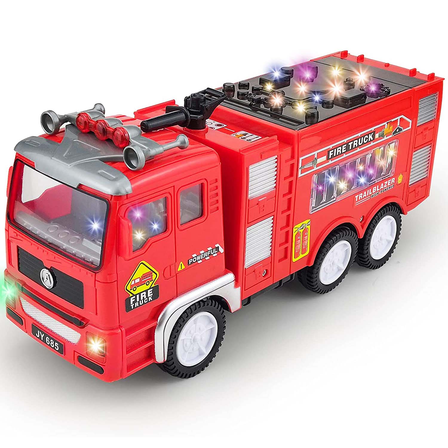 Electric Fire-Truck Toy With Colorful Flashing Lights And Sounds, Bump And Go Fire Truck Toy For ...