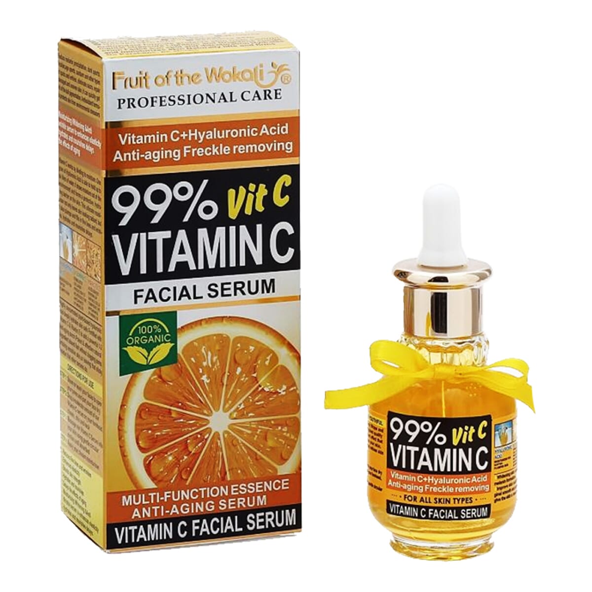 Fruit of Wokali 99% Vitamin C Facial Serum for Dark Spots & Circles, Fine Lines, Anti-aging ...