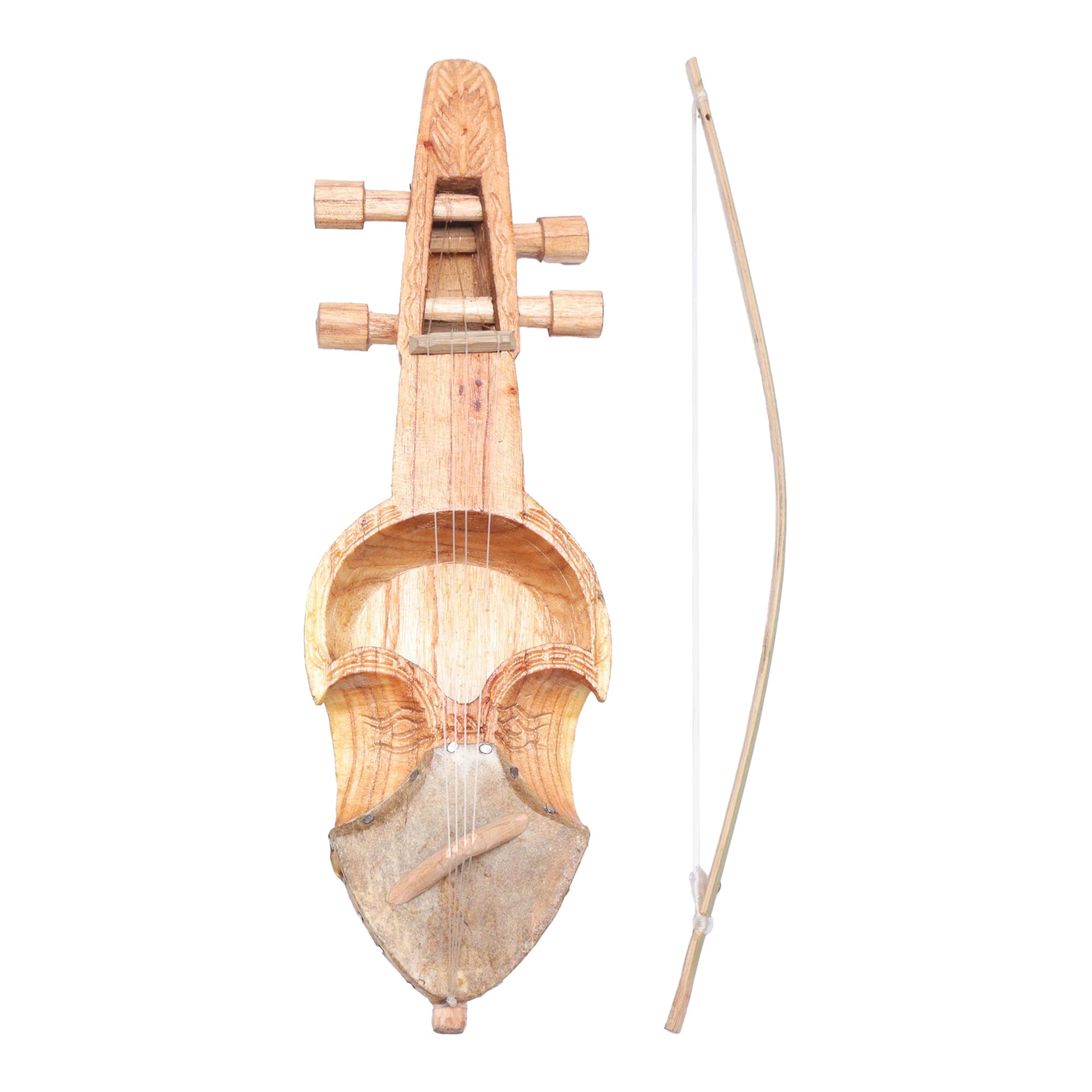 Sarangi Ganesh Carved Made From Bakaino Wood Small Size H:16", W: 4.5 ...