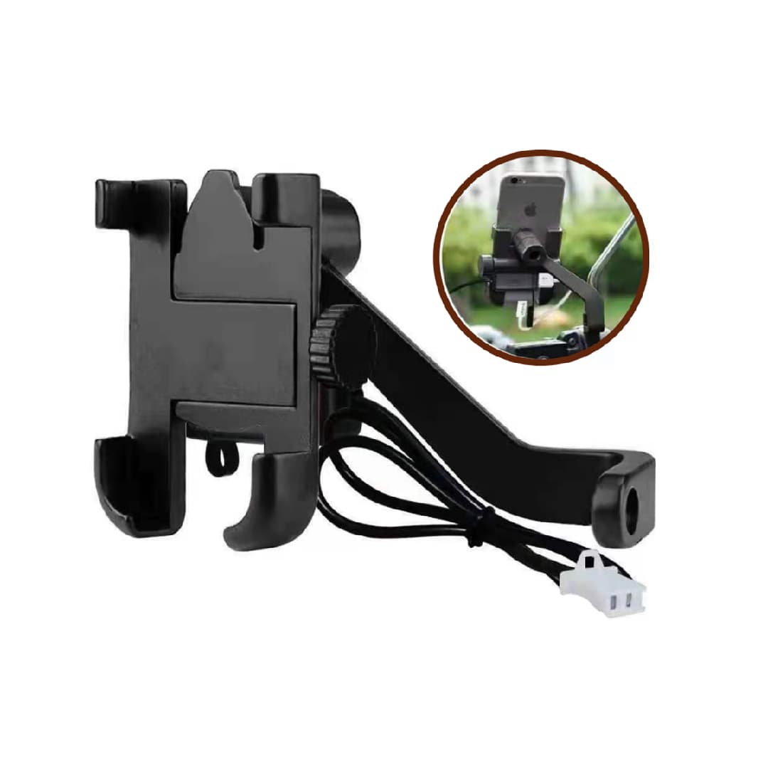 360° Adjustable Mobile Holder with Stable Grip and Built-in USB Charger ...