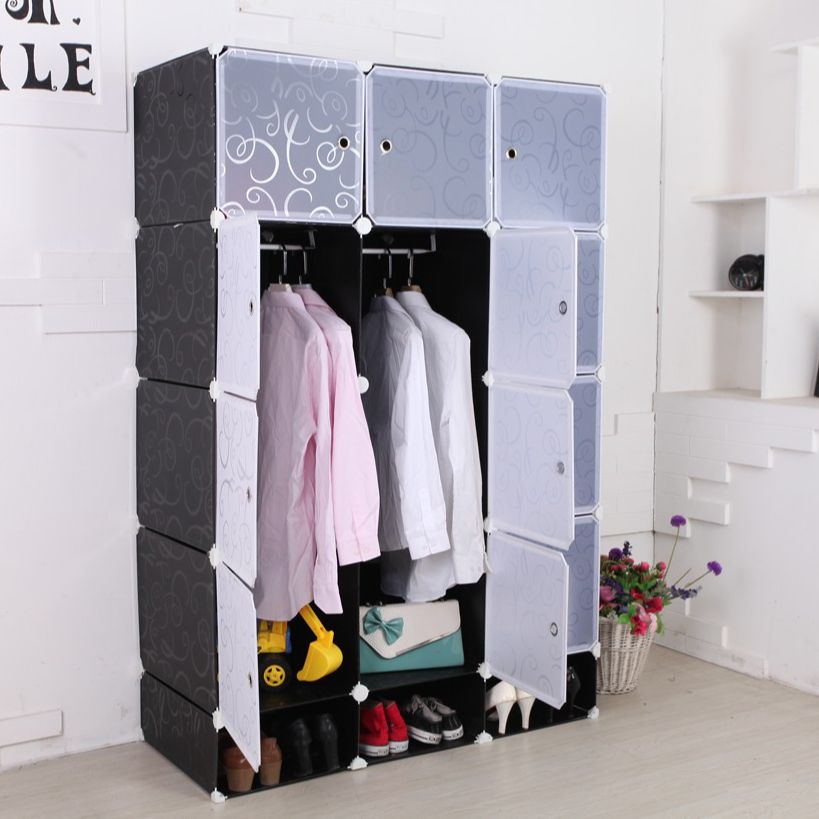 Modular Durable Plastic 12 Cube Wardrobe with Shoe Compartment and ...