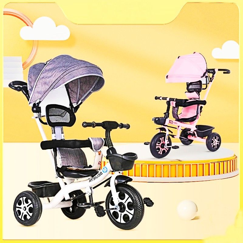 Bike for Kids Baby Stroller Bike Baby 3 Wheels Trolley with Front Back Basket Trolley Baby ...