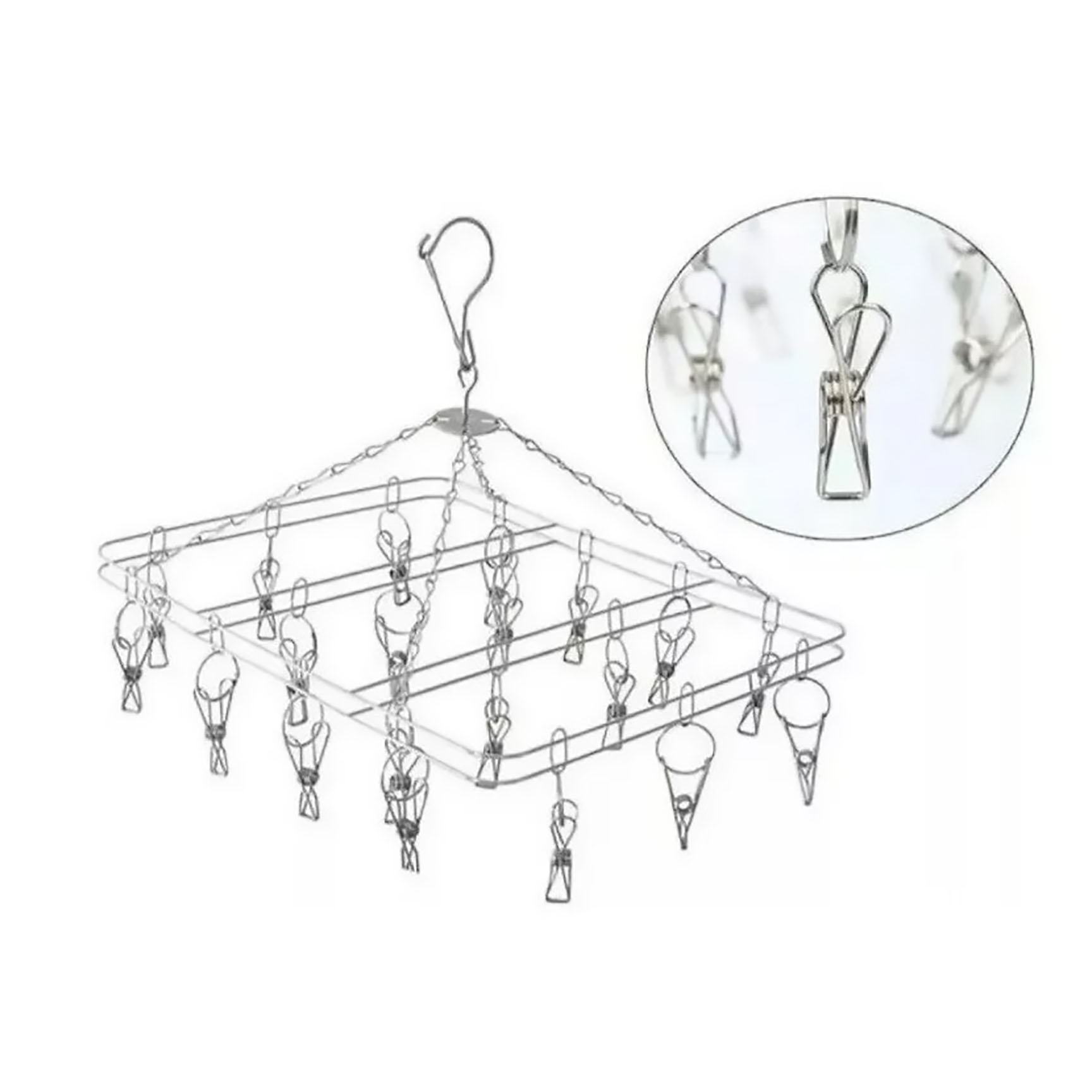 Rectangular And Round Stainless Steel Cloth Drying Hanger With 20 Metal ...