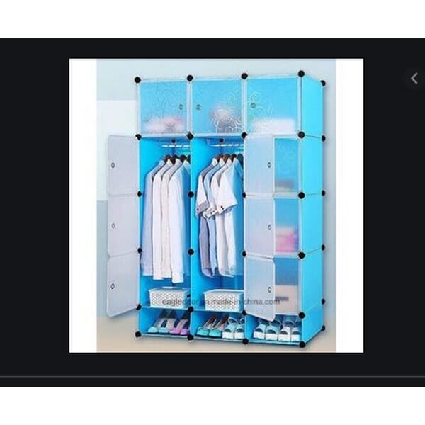 Cloth Rack Storage Cabinet Wardrobe With Hanger 12 Door Cube Drawer ...