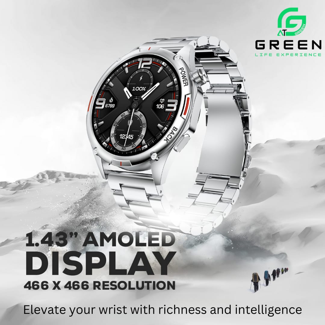 Green Orbit Pro Luxury Smart Watch | 1.43" AMOLED Display | Metallic ...