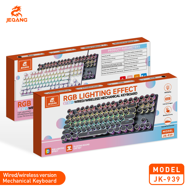 JEQANG JK-939 87-Key RGB Backlit Punk Mechanical Keyboard USB Interface Gaming Keyboard in ...