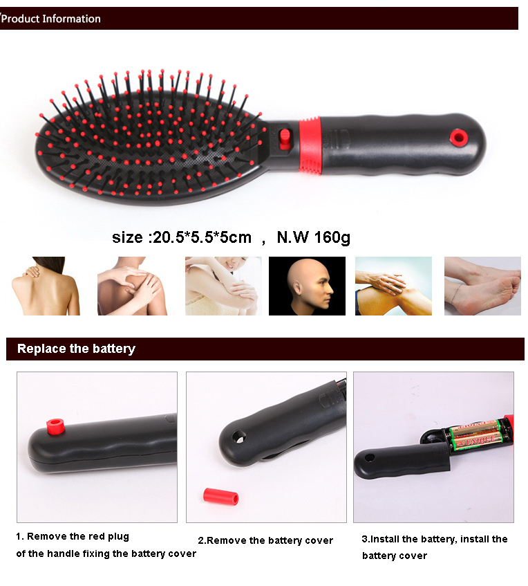 Electric Handle Battery Operated Head Massager Comb Vibrating Vibrating ...