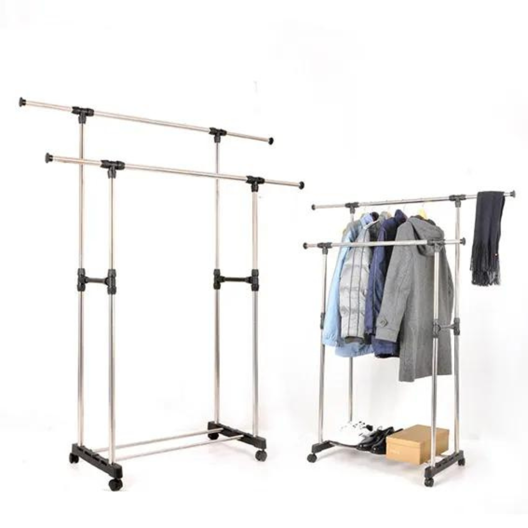 Double Pole Hanger Clothes Stand and Coat Rack | Daraz.com.np