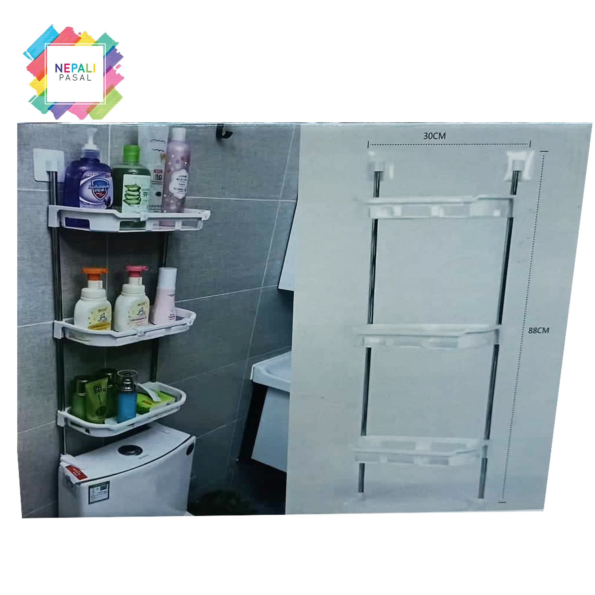 3-Layer Storage Rack Metal Utility Bathroom Shelf Space Saver Organizer ...