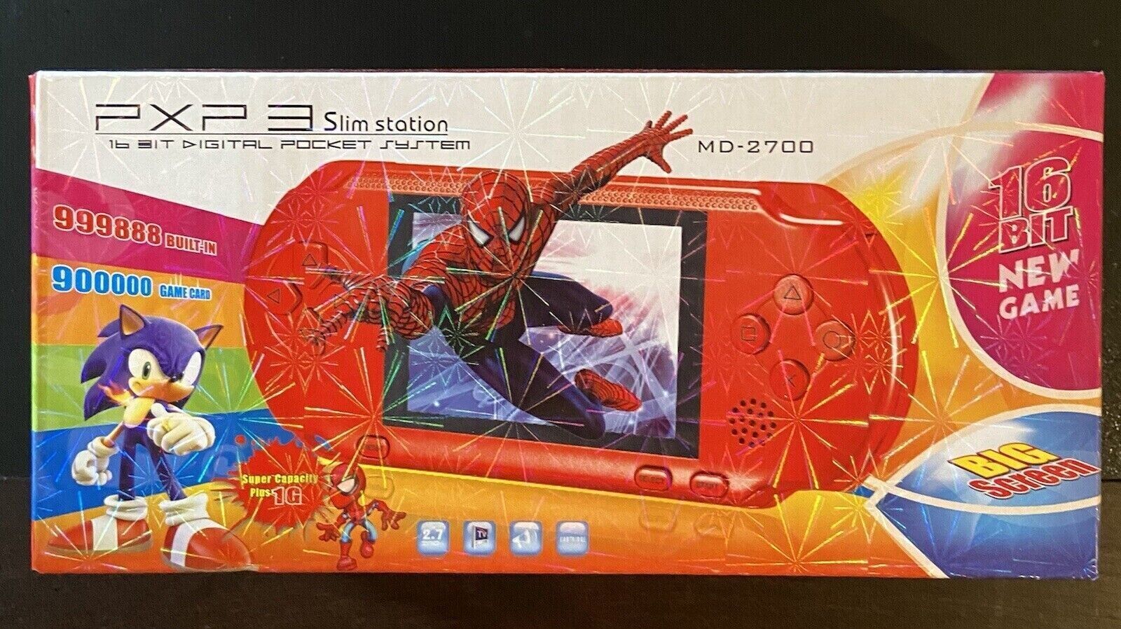 PXP3 MD-2700 Slim Station 16 Bit Portable Handheld Gaming Console Game ...