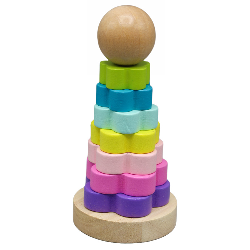 Montessori Rainbow 7 Sorting & Stacking Wooden Rings Tower with ...