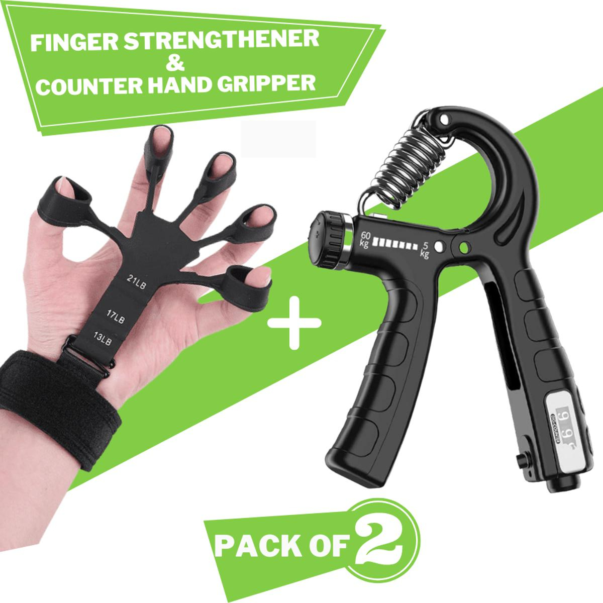 Combo Pack Finger Grip & Counter Hand Grip Strengthener Extensor ...