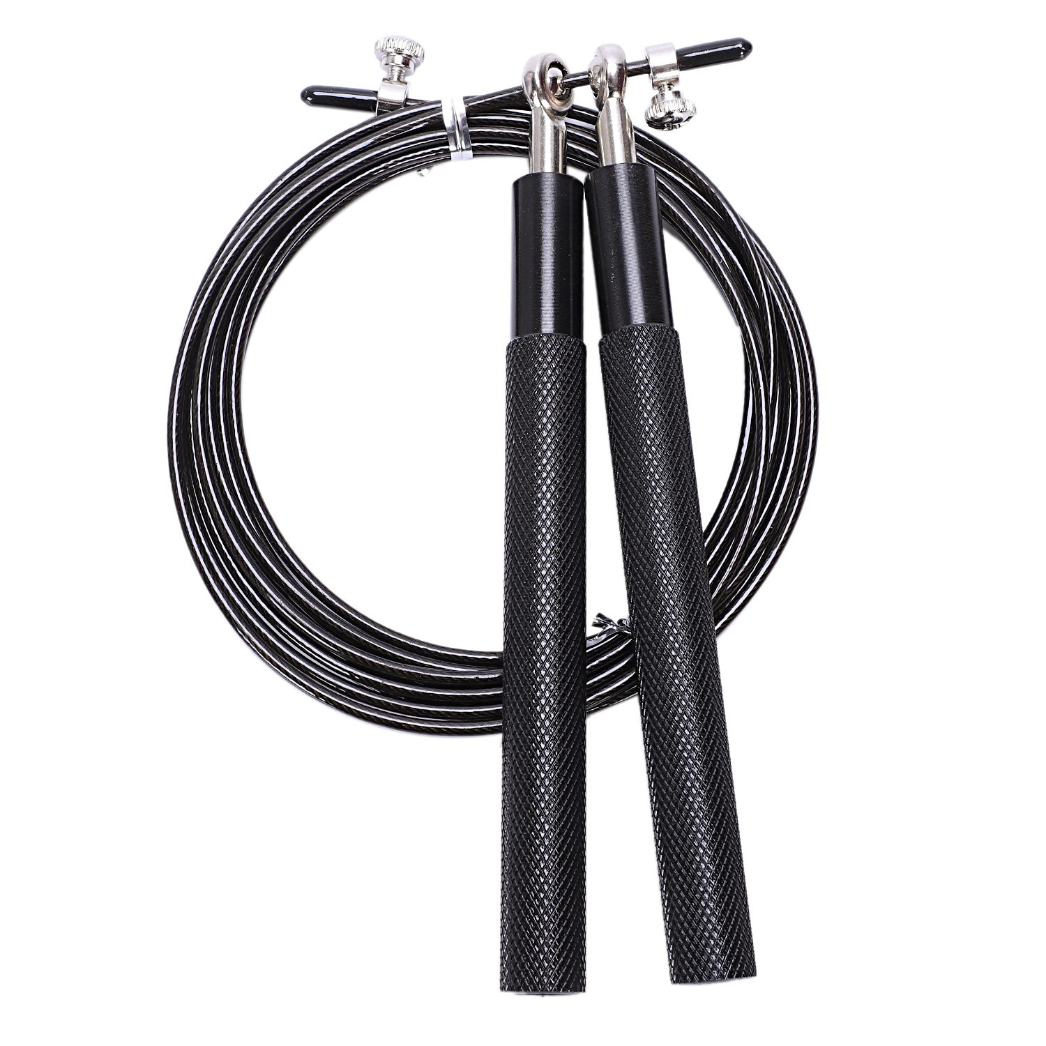 Black Ball Bearing Steel Wire Jumping Ropes For Fitness Training ...