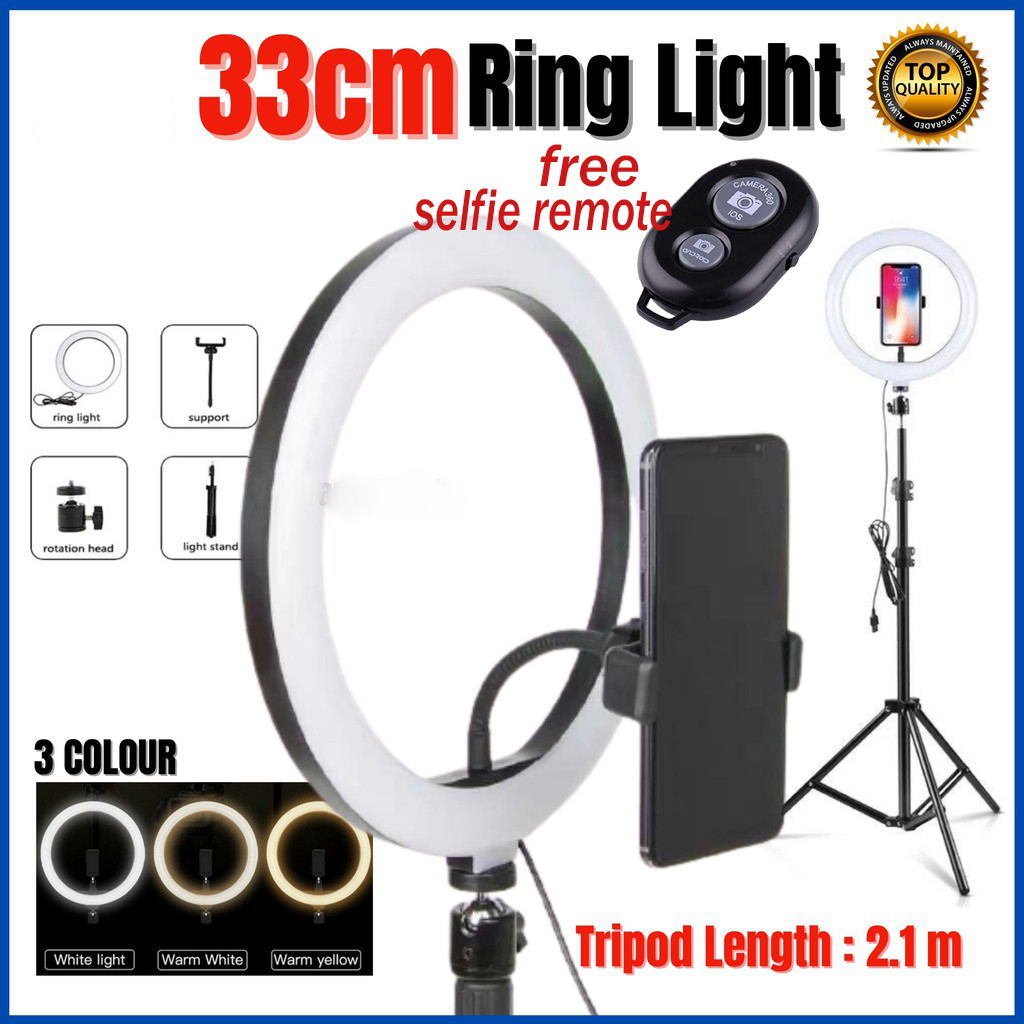 33Cm Selfie Led Ring Light With 7 Fit Tripod Stand | Dimmable 3 Light ...