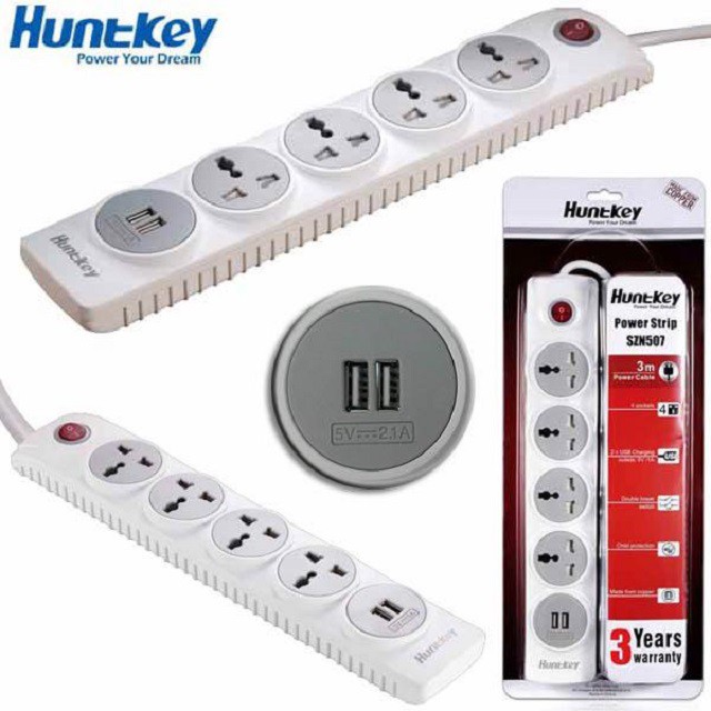 Huntkey 4 socket + 2 USB Power Strip - SZN507 by mitrata | Daraz.com.np