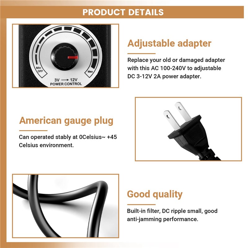 AC to DC Adapter 12V 2A Adjustable Power Supply Motor Speed Controller ...