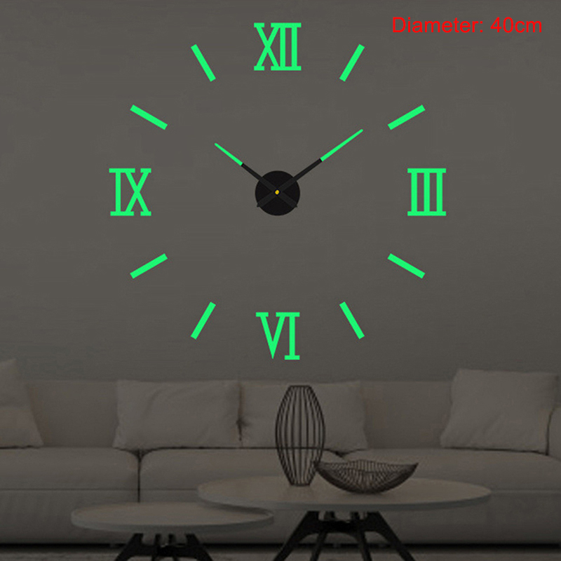 3D Luminous Wall Clock Frameless Acrylic DIY Digital Clock Wall Stickers Silent Clock for Living ...