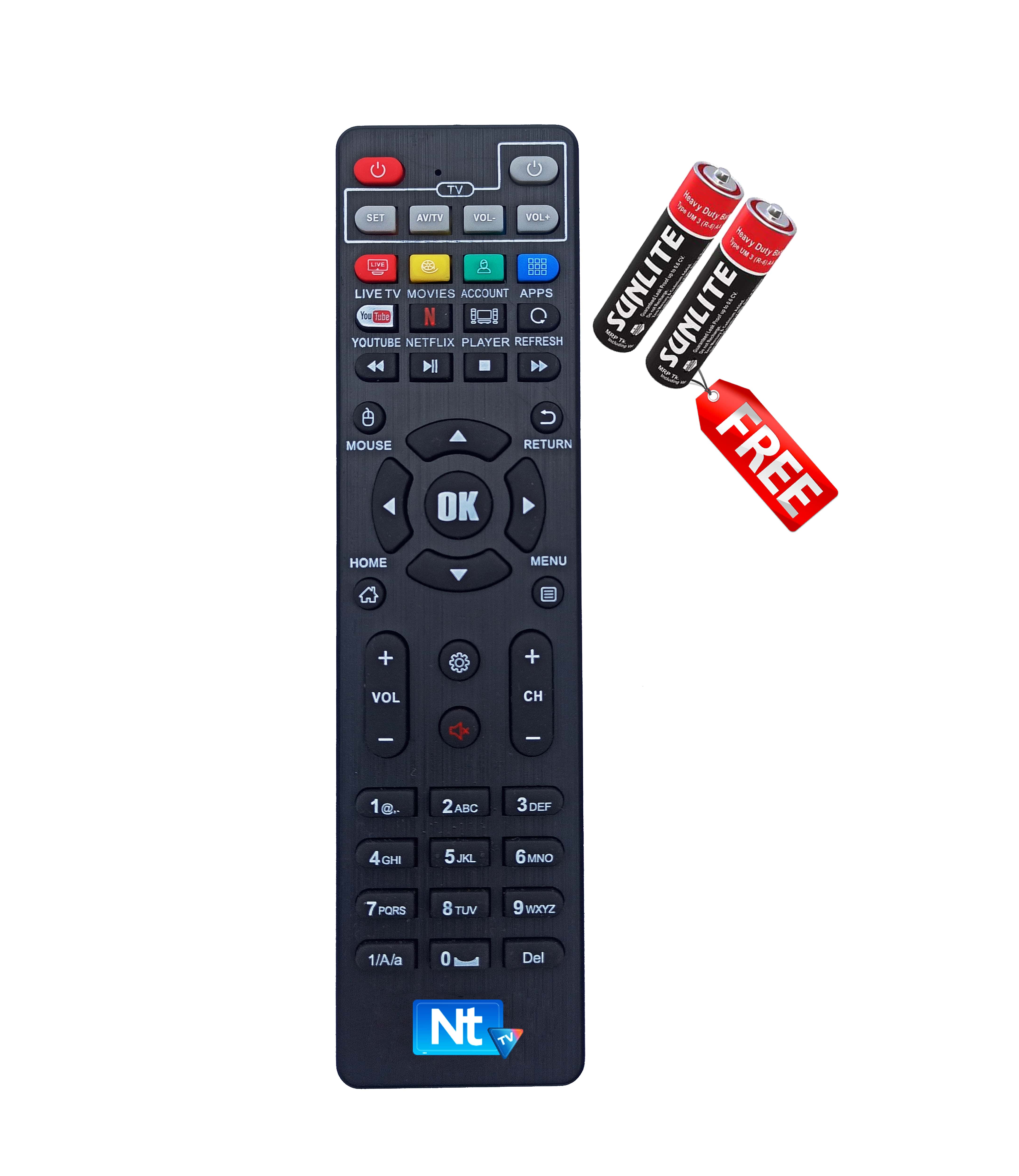 NT TV Remote For Nepal Telecom NT Fiber Net Set top Box NTTV Free 2 Pcs ...