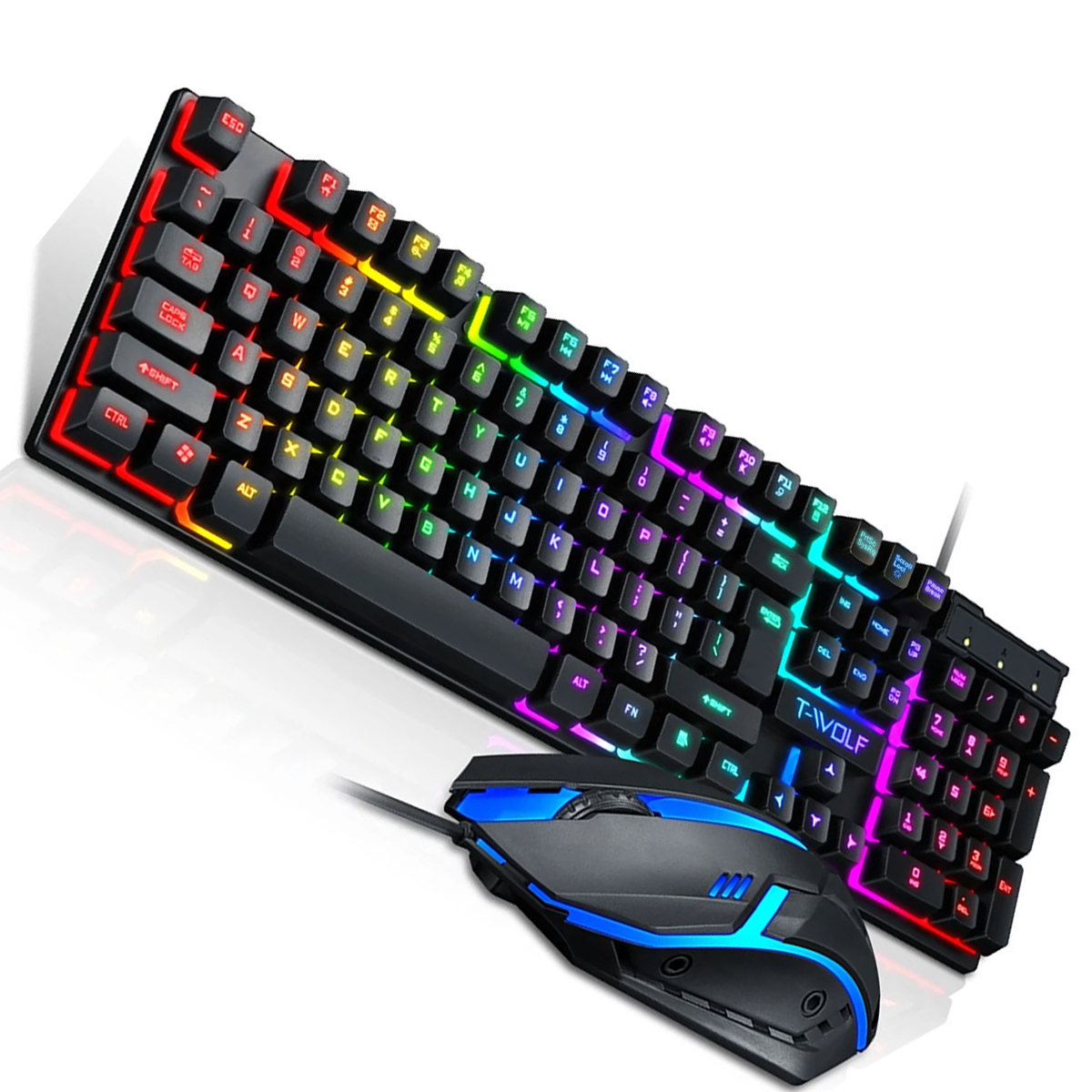 USB Wired Gaming Keyboard – Backlit, Multimedia, 104 Ergonomic Keys ...