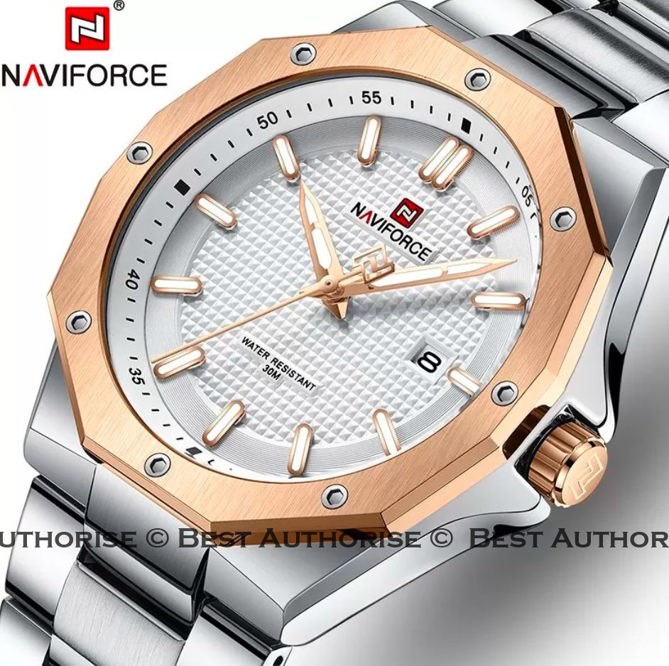 NAVIFORCE NF9200 Men's Quartz Polygon Vogue Stainless Steel Date ...