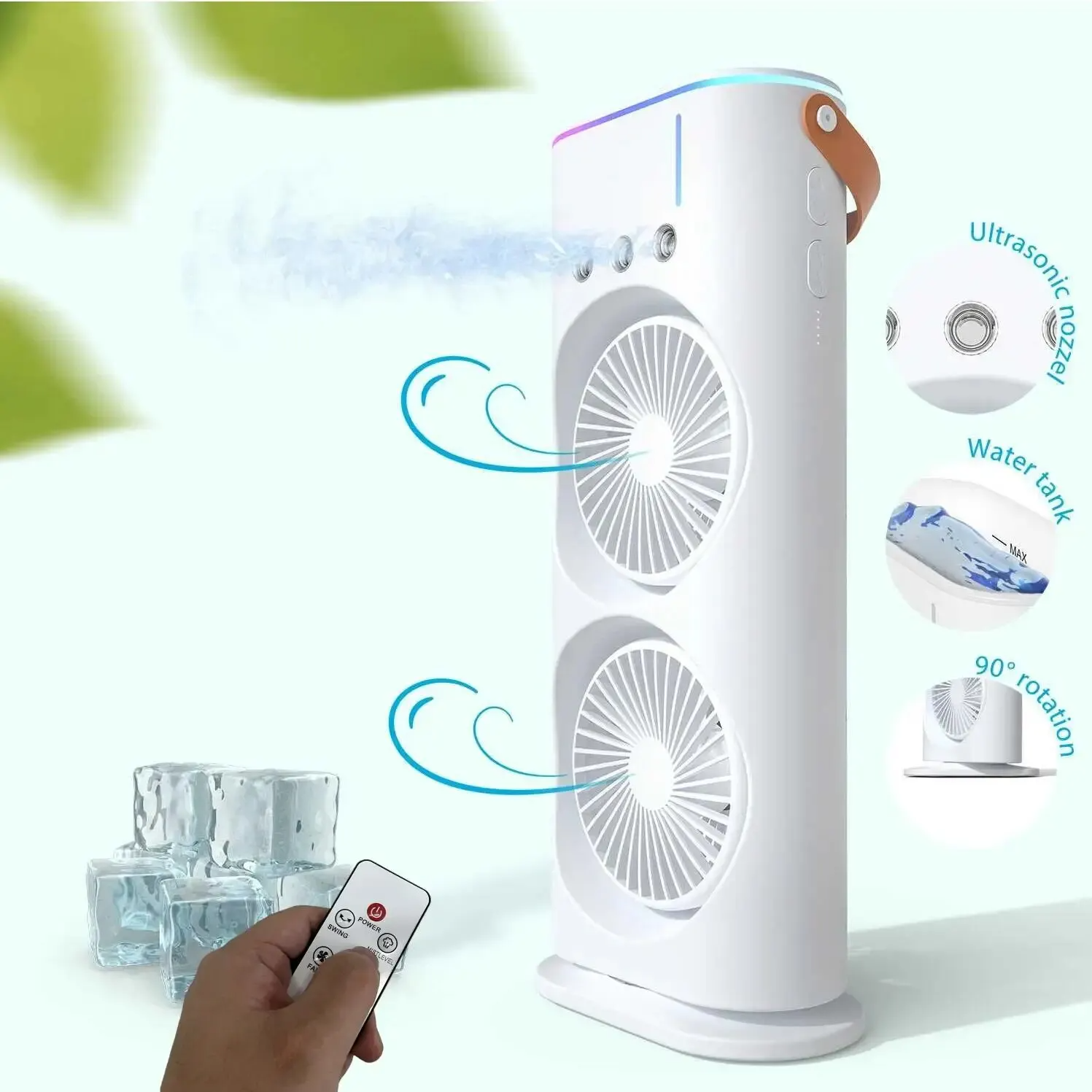 Double Head Rechargeable Water Spray Mist Fan With Remote | Daraz.com.np