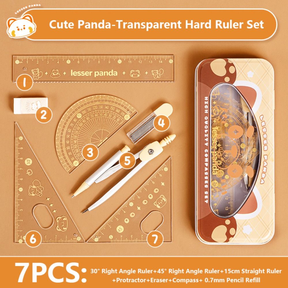 7PCS/Set Multi-Function Transparent Ruler Set Eraser Straight Ruler ...
