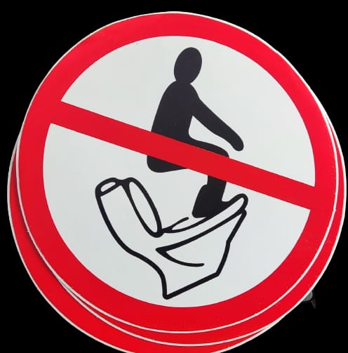 "Warning Do Not Step on Toilet Seat" Sticker For Office Home And ...
