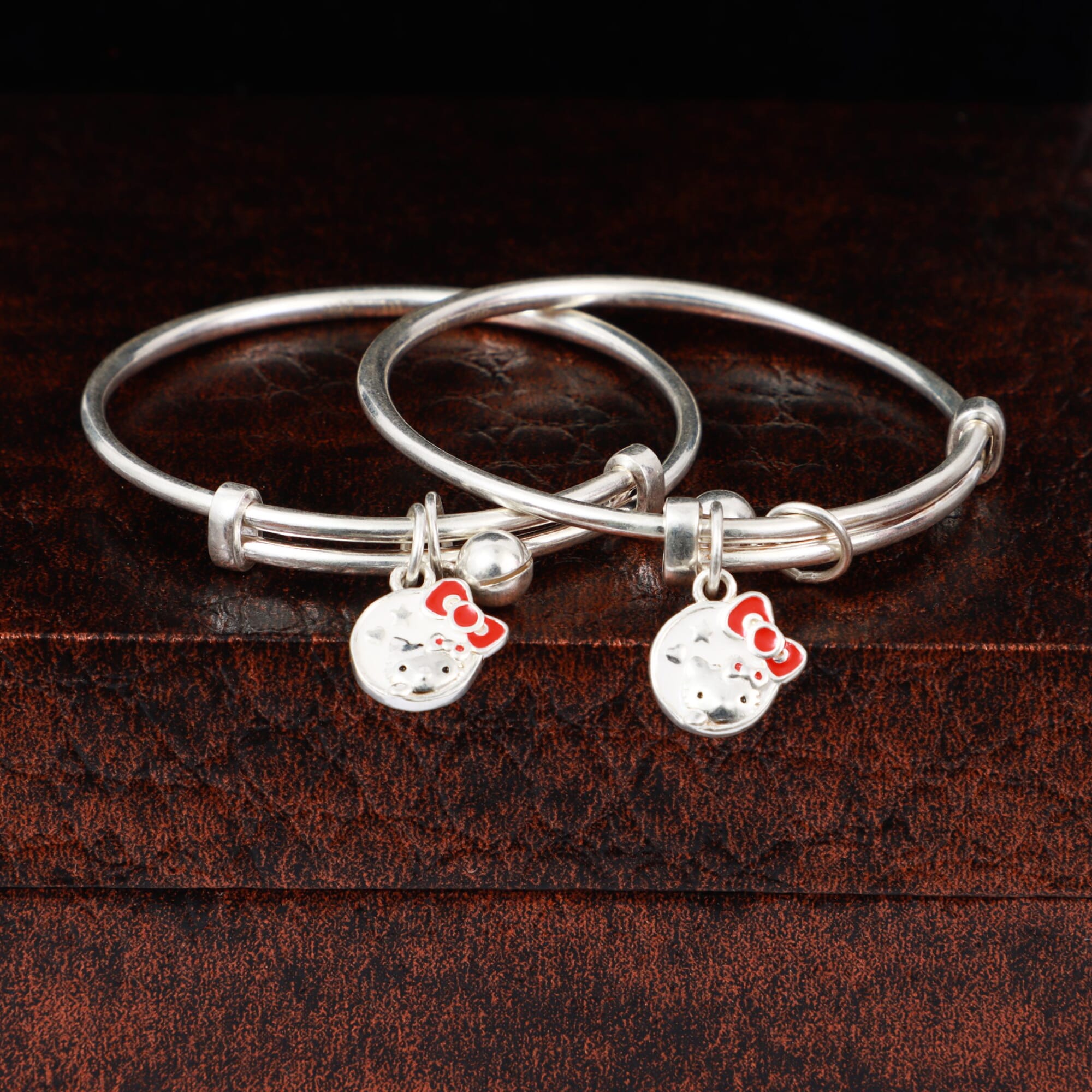 White Feather's Pure Silver Hello kitty Design Bala For Kids (2Piece ...