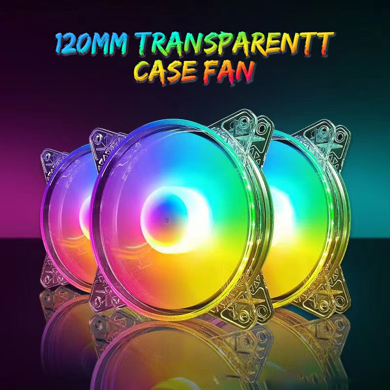 120mm Transparent Crystal RGB Computer Case Cooling Fans Gaming PC ...