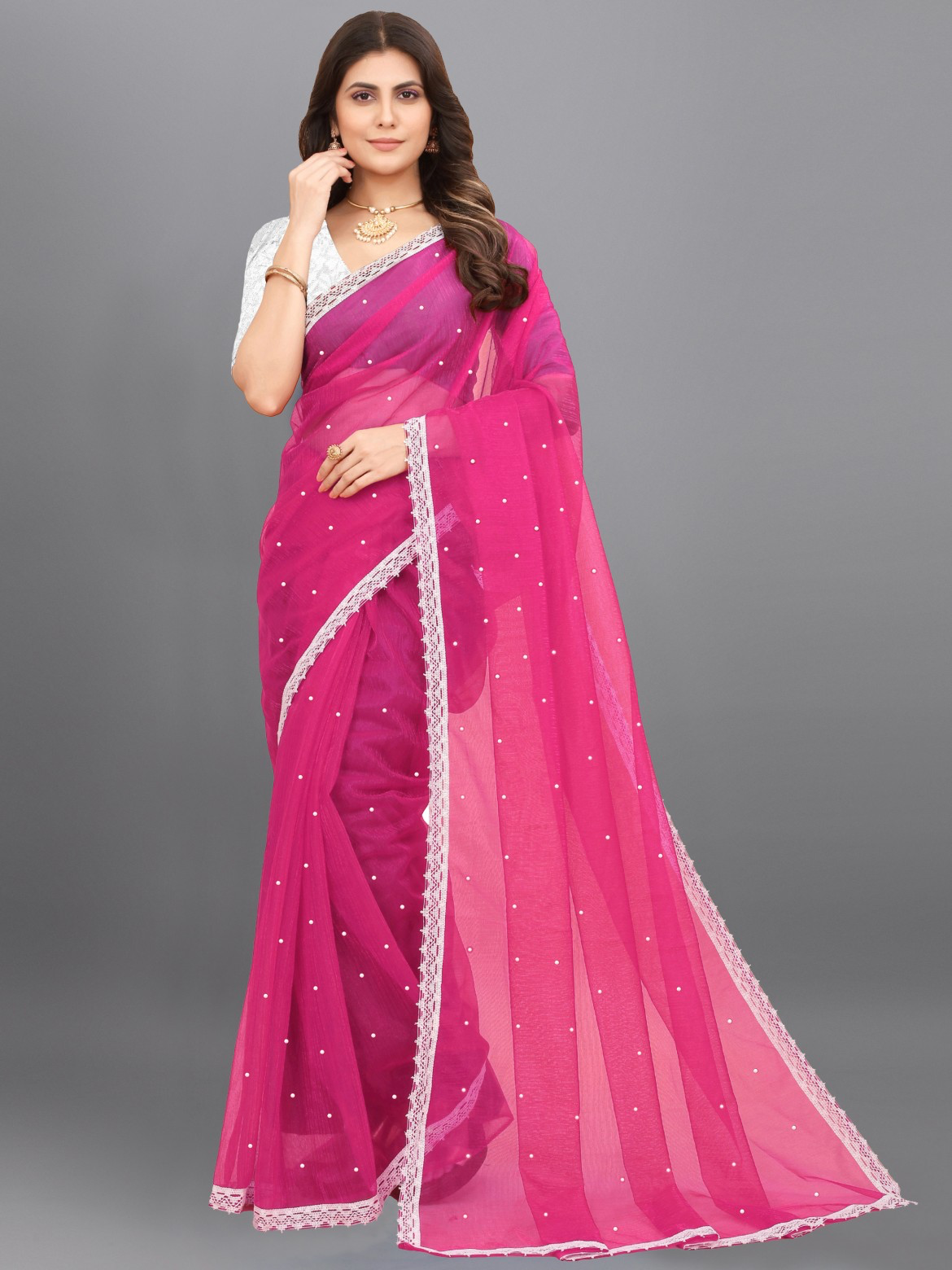 Self Design Bollywood Net Saree For Women | Daraz.com.np