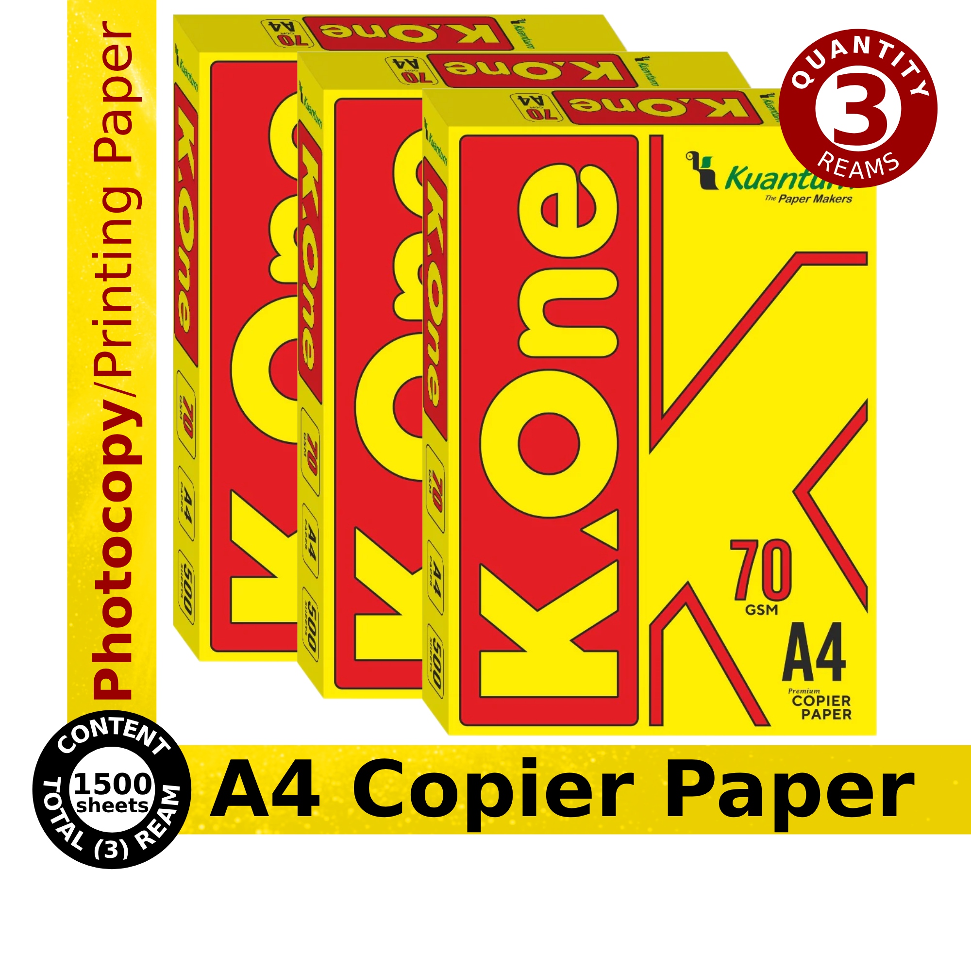 K-One A4 Paper | 70 GSM (500 Sheets per Ream) | Assorted Choice of 1 ...