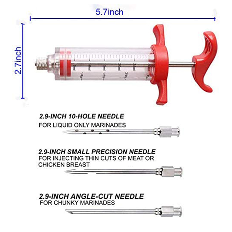 Meat Injector Syringe - 3 Marinade Injector Needles for BBQ Grill ...