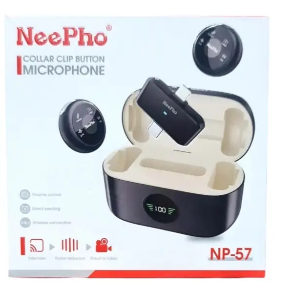 NEEPHO NP-57 Wireless Microphone With Magnetic Clip For Iphn And Type C ...