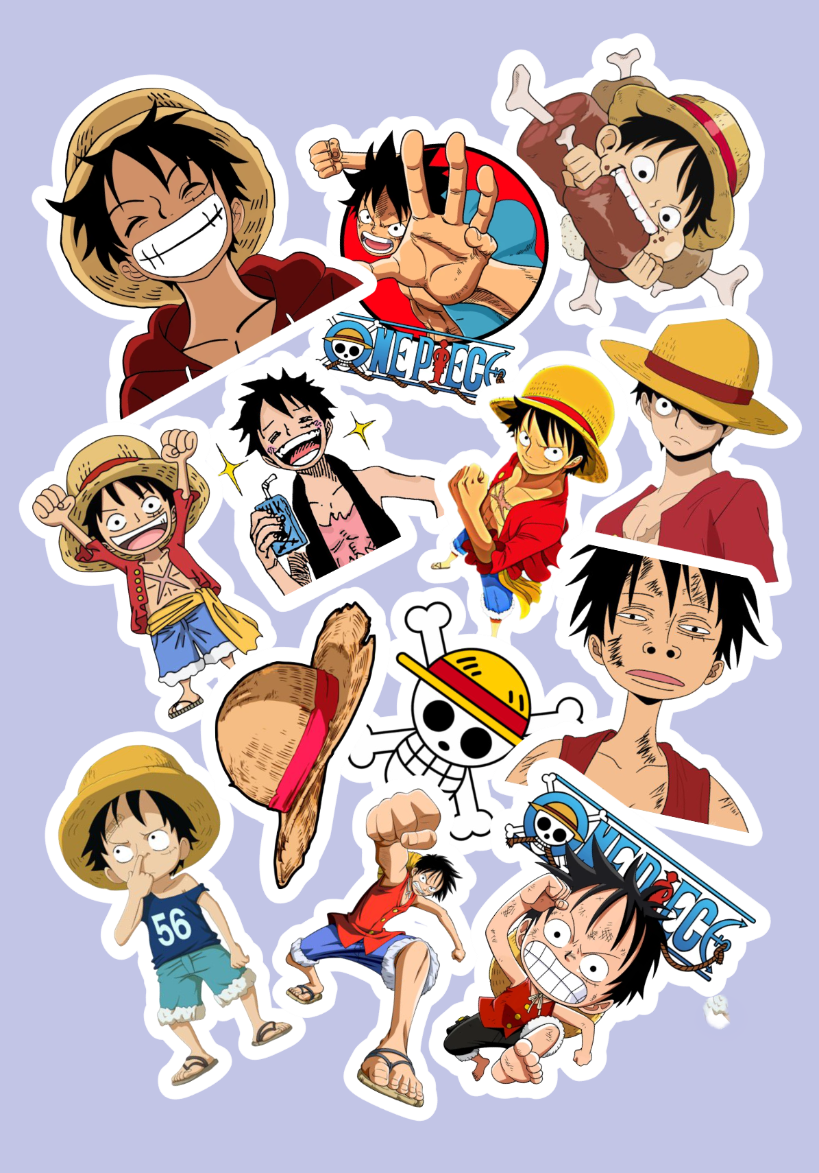 Luffy Sticker Set- 13 pcs | Sticker Pack for Laptop | Decalsnation ...