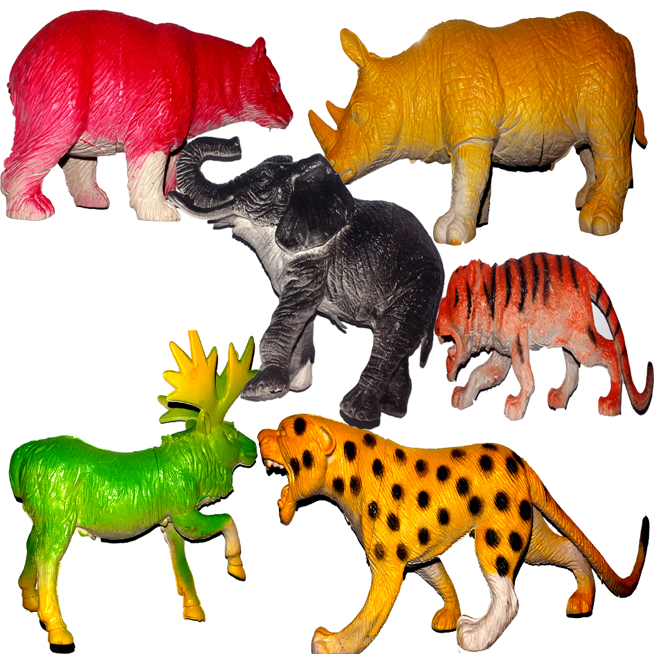 6 In 1 Wild Animal Rubber Toy Set, for School/Play School | Daraz.com.np