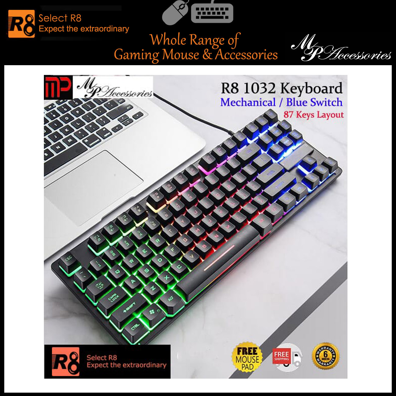 R8 1032 Mechanical Gaming Keyboard | Tenkeyless Keyboard | 100% Genuine ...