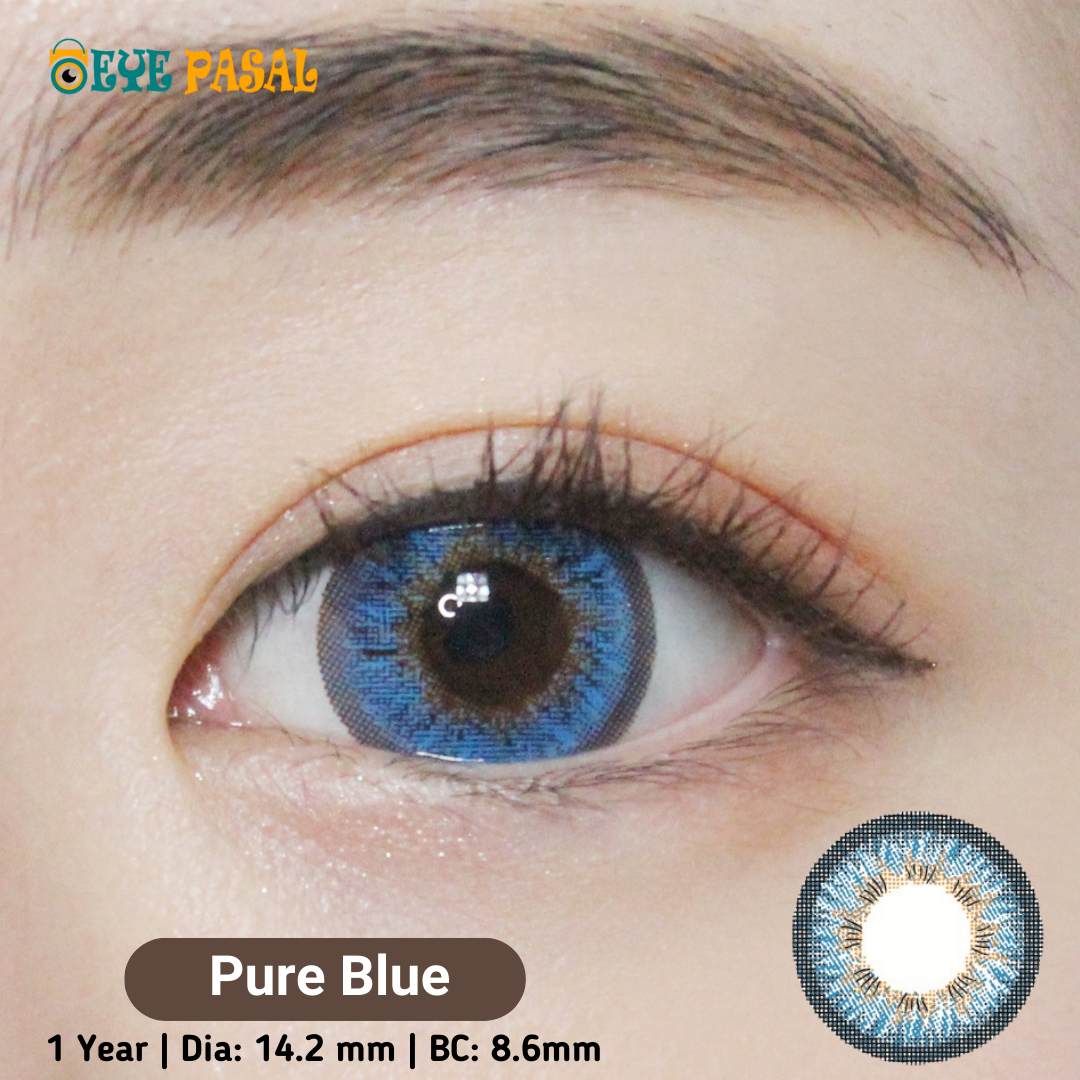 Opti-Color Pure Blue Color Contact Lens, 1 Pair, Power -4.00 to -6.00 ...