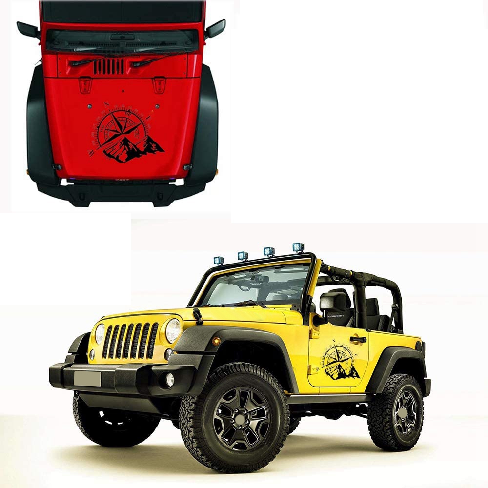 1Pcs Car Off-Road SUV Side Body Sticker Compass Mountain Decals Sticker ...