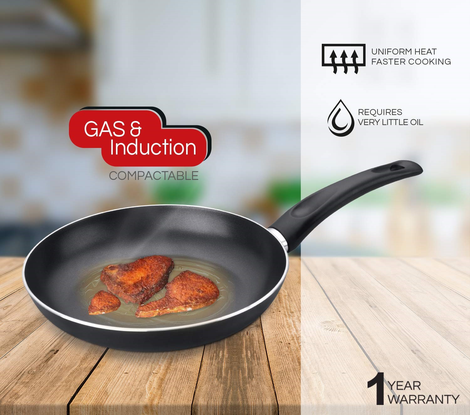 Tulip Induction Base Nonsticky Aluminium Taper Pan 22CM - Black | Daraz ...