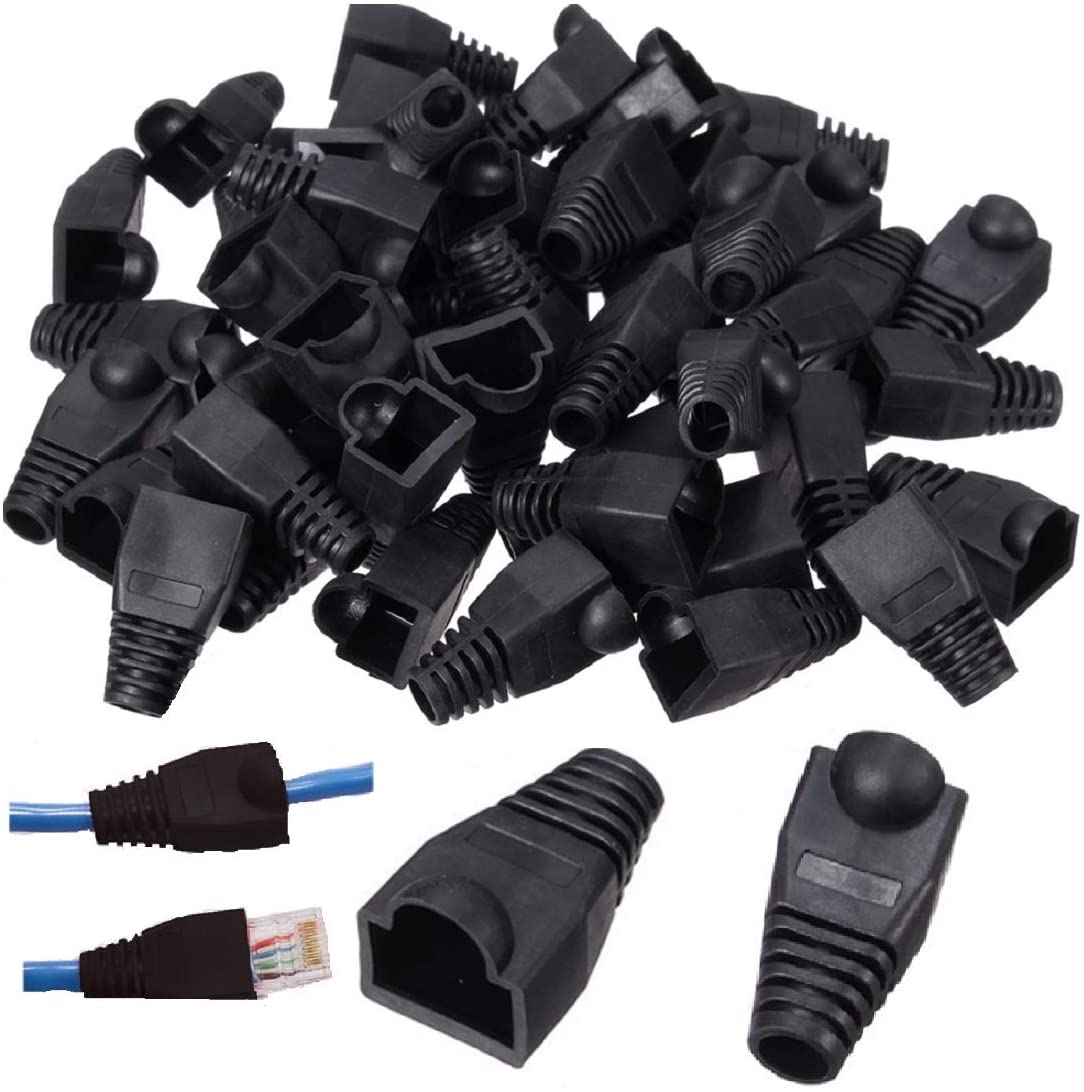100 PCS RJ45 Boots Cover ,Ethernet Crimp Connector Cap, Soft Plastic ...