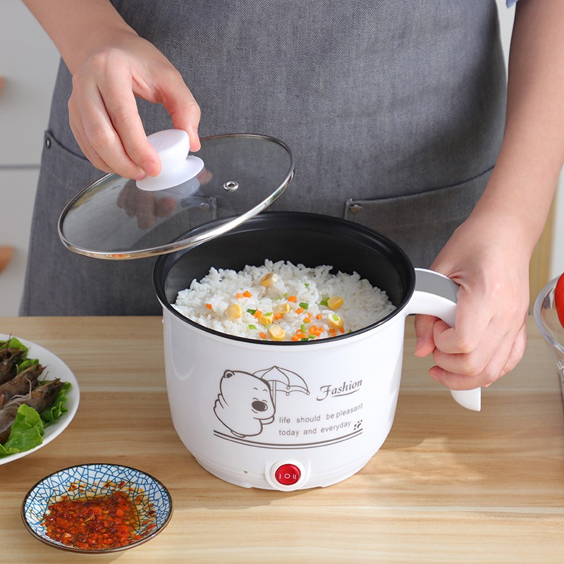 1.8L Non-Stick Mini Rice Cooker with Steamer & Frying Pan - Portable ...