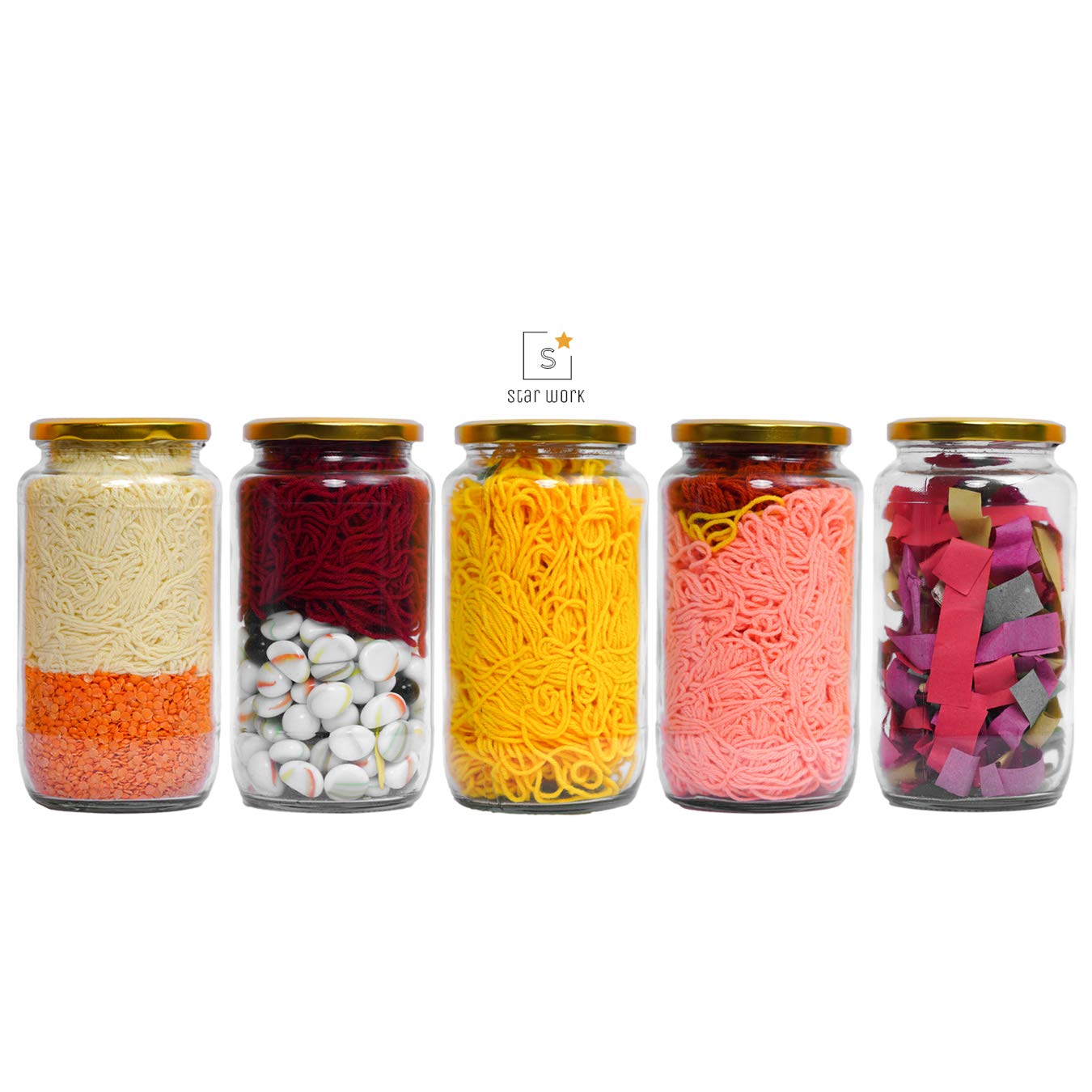 MM 5 Pieces 1 KG Glass Jar/Jars Screw Lid Single Piece 1000 ml Glass ...