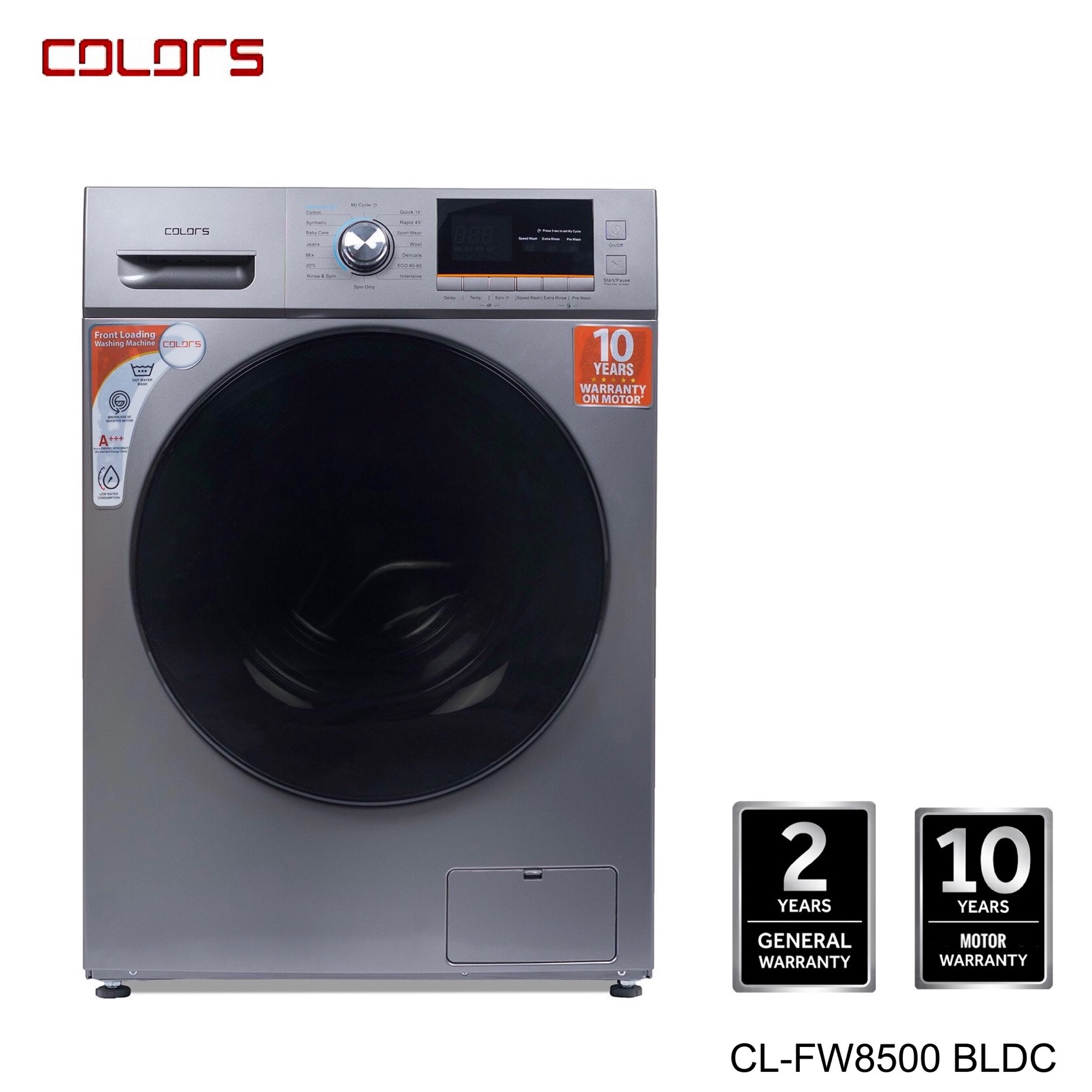 COLORS 8kg BLDC Inverter Motor Automatic Front Load Washing Machine ...
