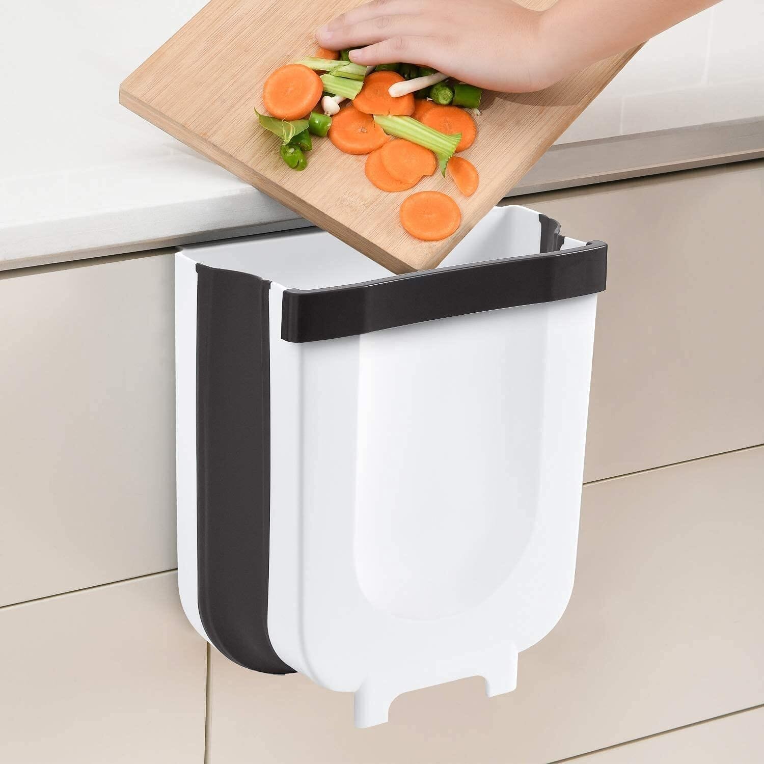 Wall Mounted Foldable Hanging Trash Can Waste Bin, Collapsible Garbage ...