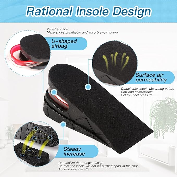 Adjustable Height Increase Insole Cushion Elevator Heel Lifts Shoe Insole Height Increasing ...