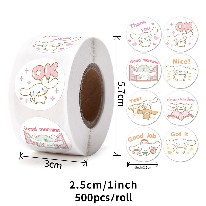 Sweet Journal 500PCS/Roll Cute Cartoon Stickers Coated Paper Sealing ...