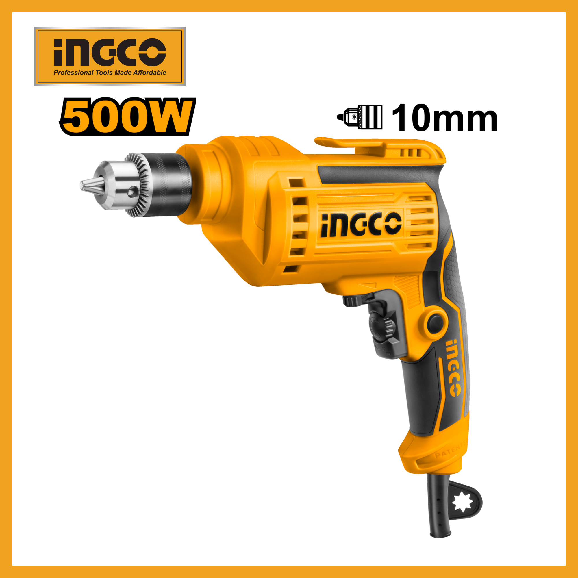 INGCO 500W Electric Corded Drill in Color Box , 0-3300rpm,Powerful ...
