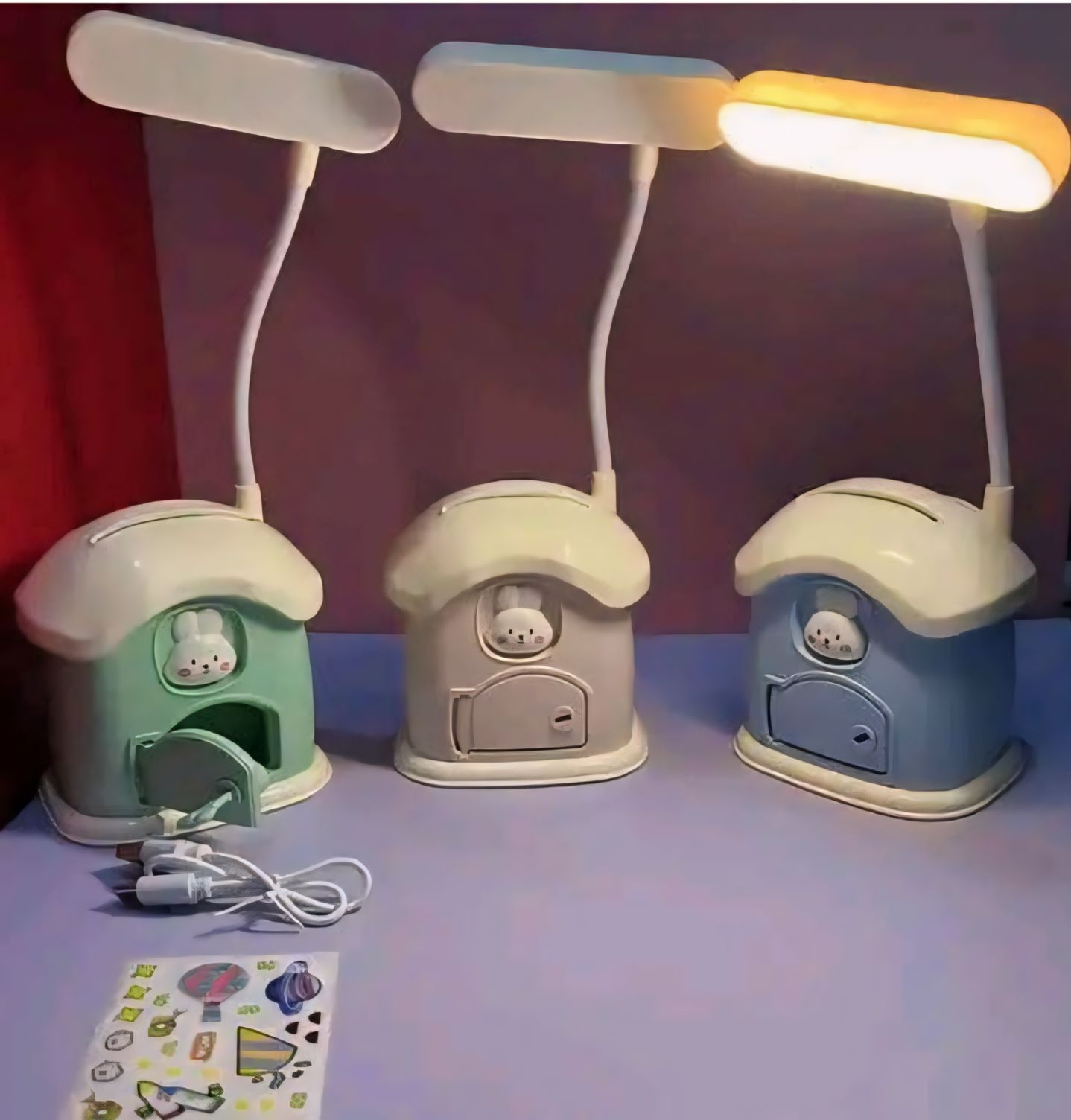 LED Mini Study Tabel lamp with pen container & Money Saving Pot 3 in 1 ...