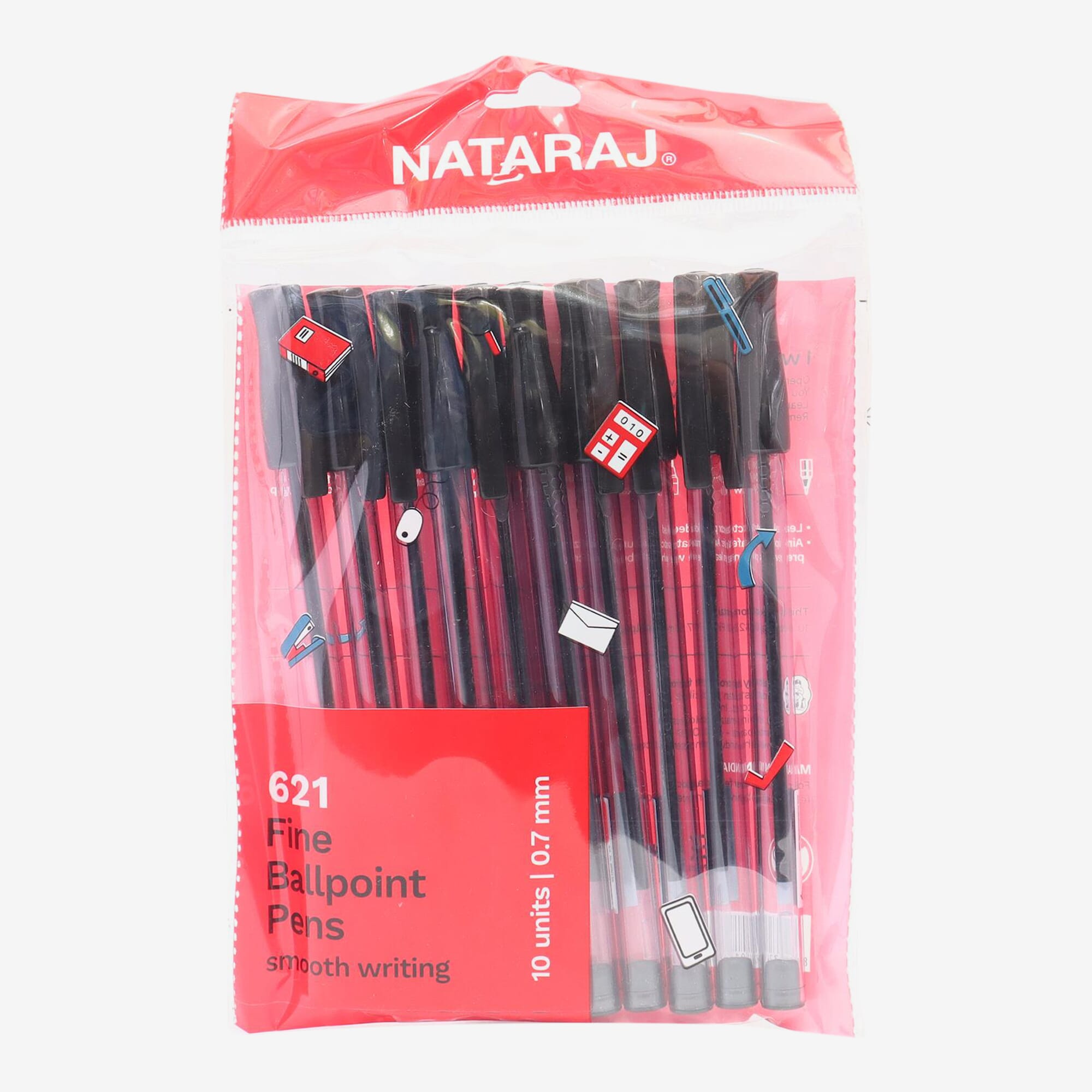 Nataraj Fine Ball Point Pens Smooth Writing (Black Ink ) Pack Of 10 ...